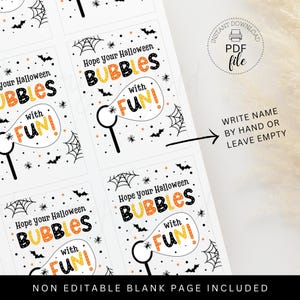 Printable Hope Your Halloween Bubbles With Fun Treat Tag, Personalized ...