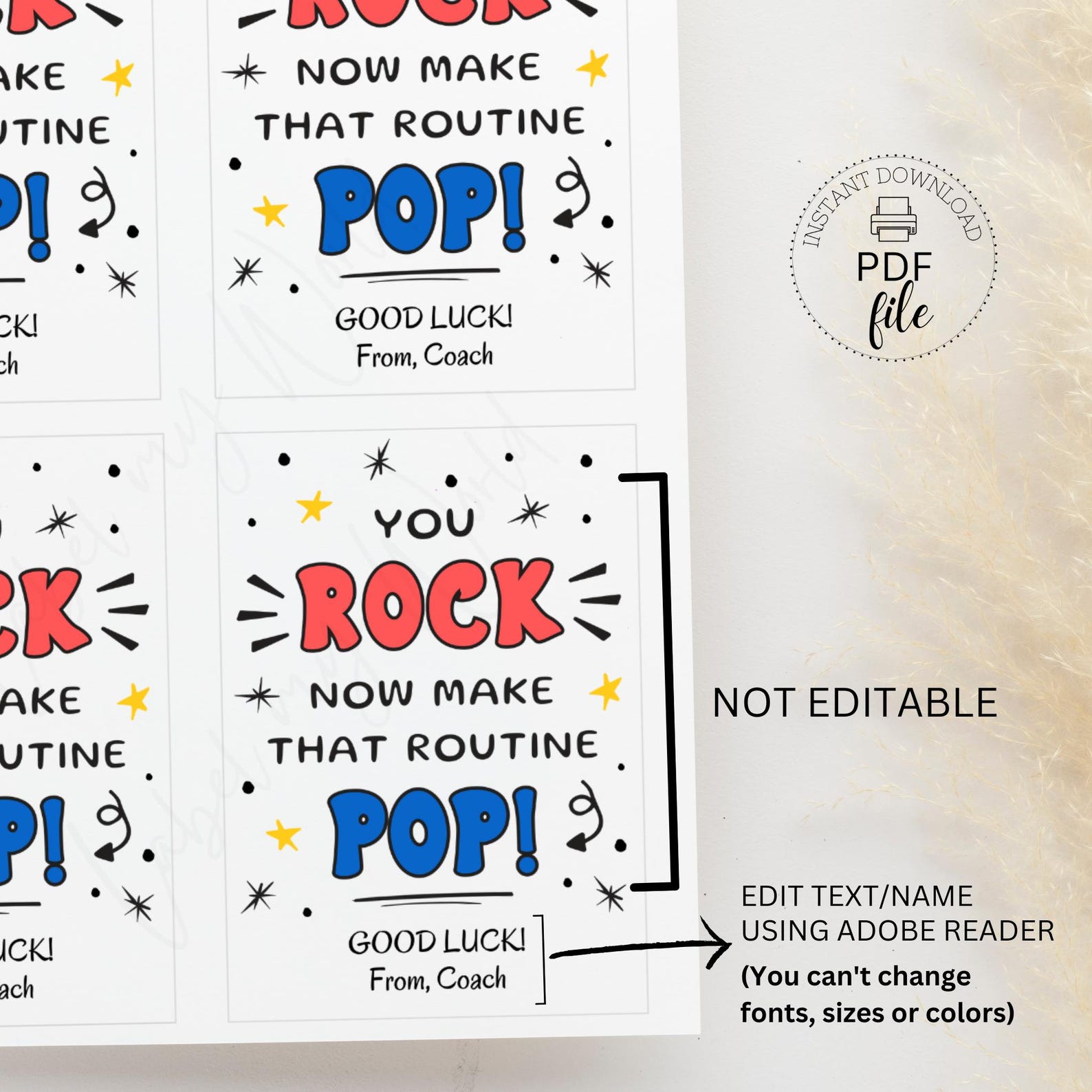 Printable You Rock Now Make That Routine Pop Gift Tag, Cheer Dance ...