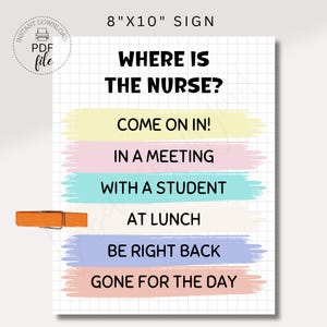 Printable Where Am I School Door Sign, Personalized Teacher/nurse ...