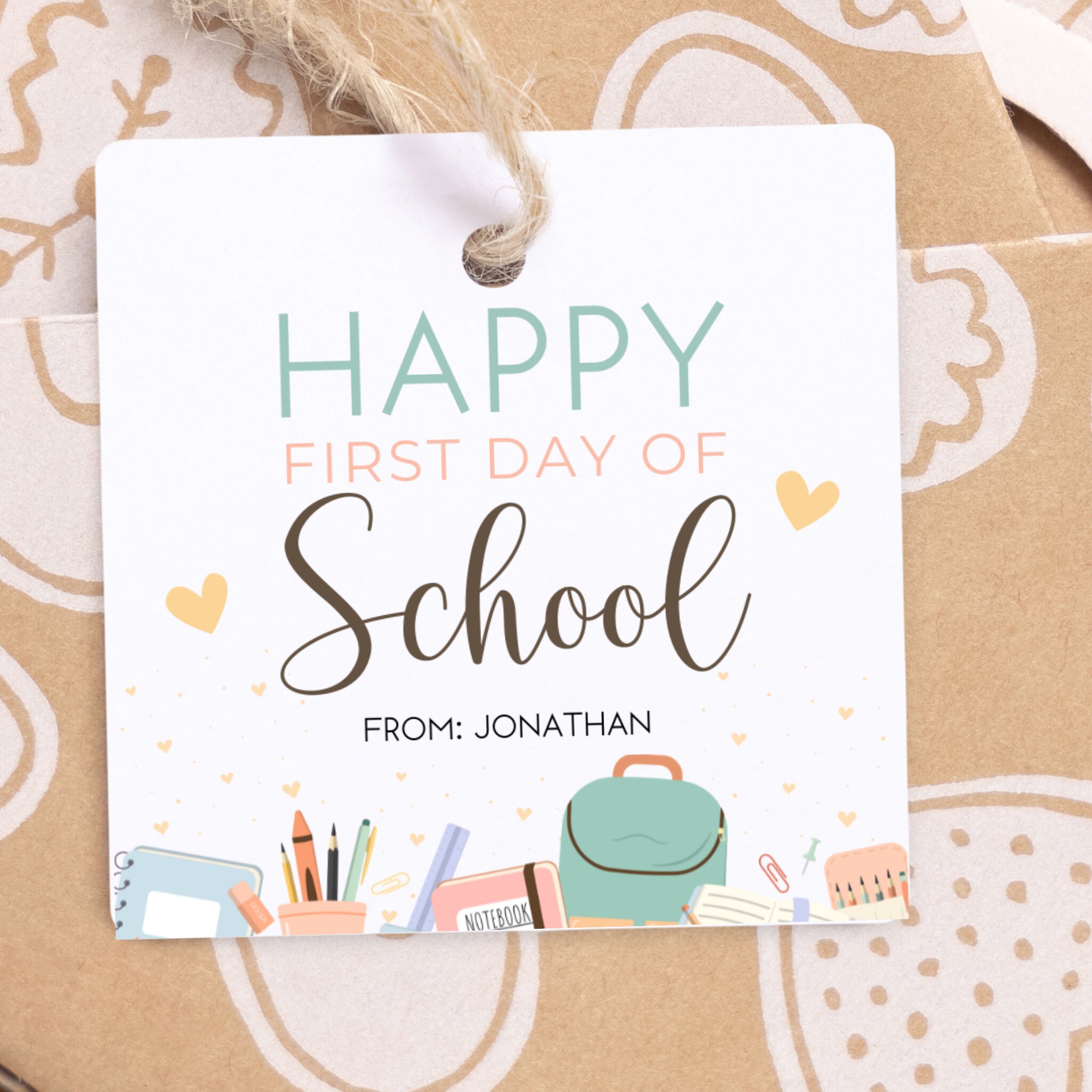Happy First Day of School Tag Printable - Etsy