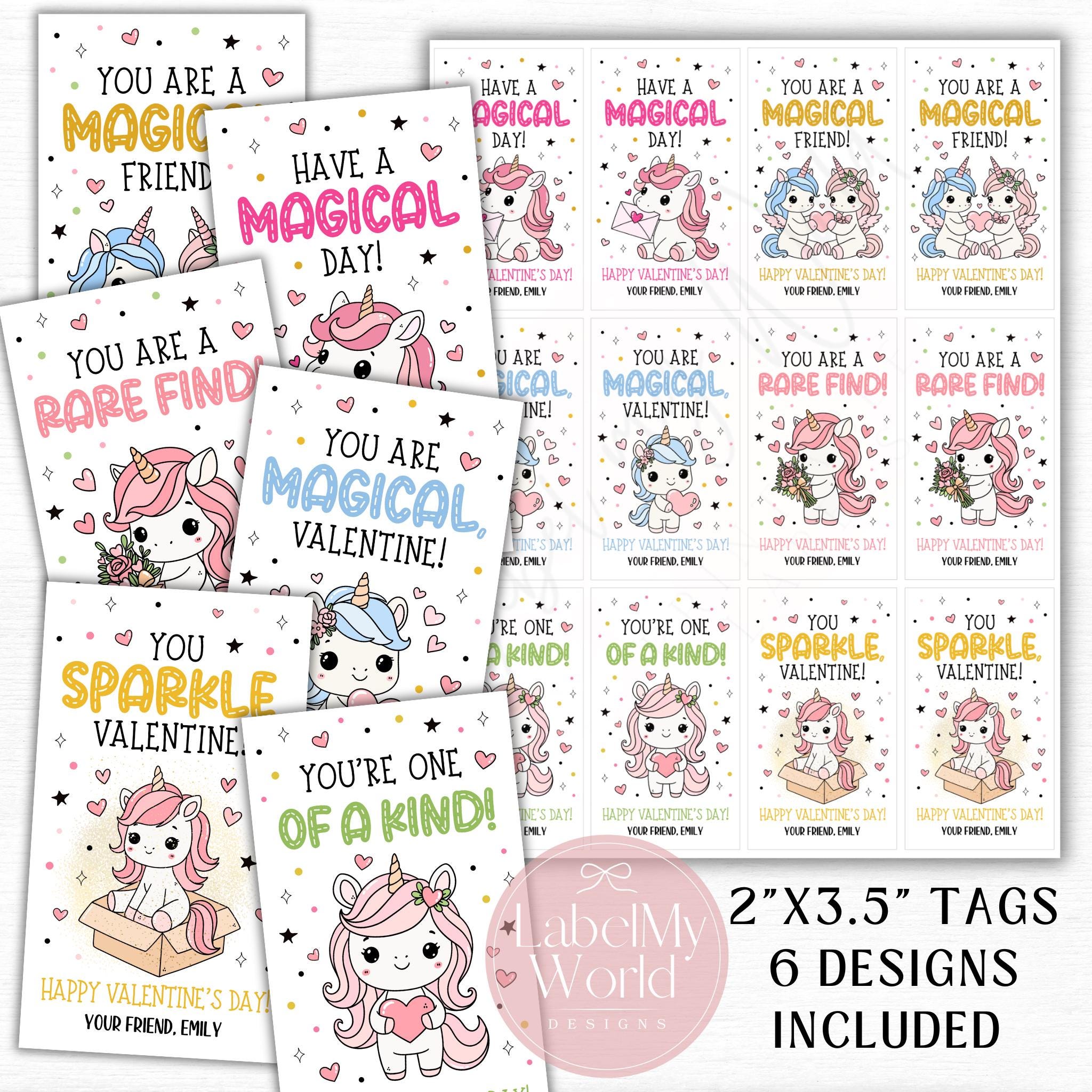 Printable Unicorn Valentine Cards, Classroom Magical Unicorn Valentine ...