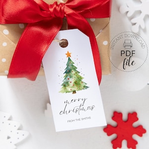 Merry Christmas Gift Tag | Printable Christmas Tree Favor Tag ...