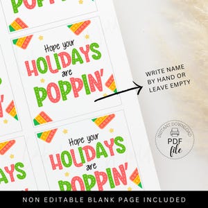 Printable Christmas Party Favor Tag, Hope Your Holidays Are Poppin' Tag ...