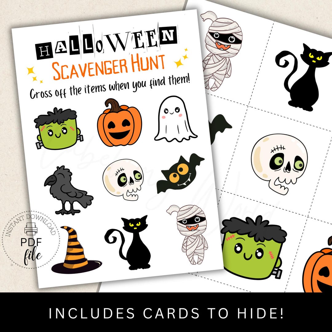 Printable Halloween Scavenger Hunt for Toddlers, House/classroom Kids ...