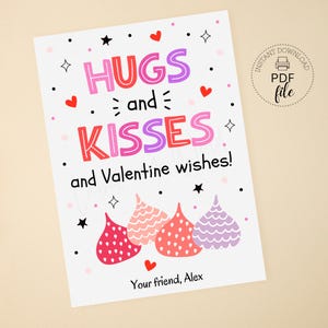 Printable Hugs and Kisses & Valentine Wishes Gift Tags, Personalized ...
