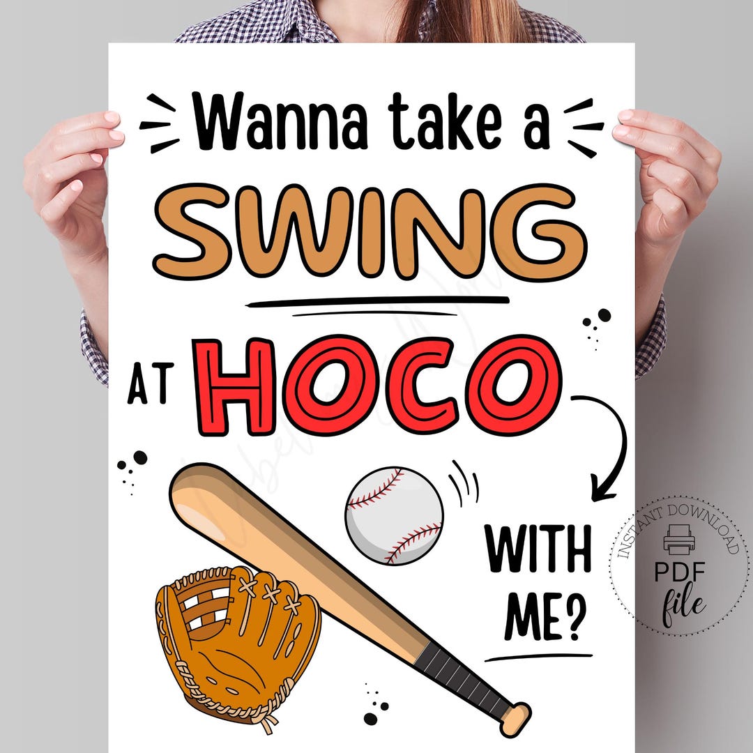 Baseball Homecoming Proposal Sign, Take a Swing at HOCO Poster (PDF ...