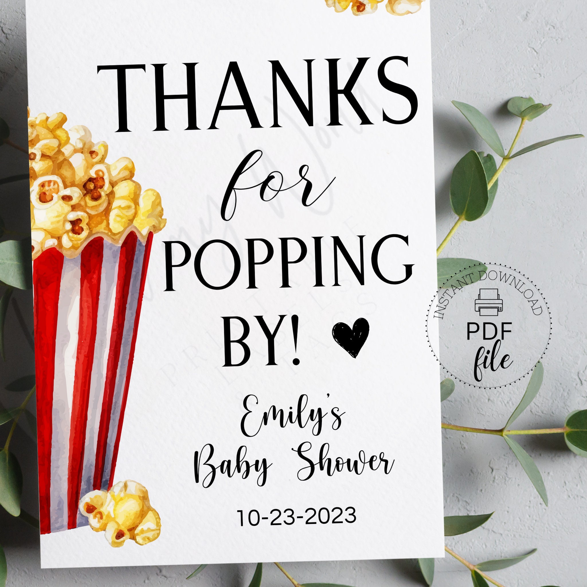 Microwave Popcorn Pack Tag | Printable Thanks for Popping By! Tag ...