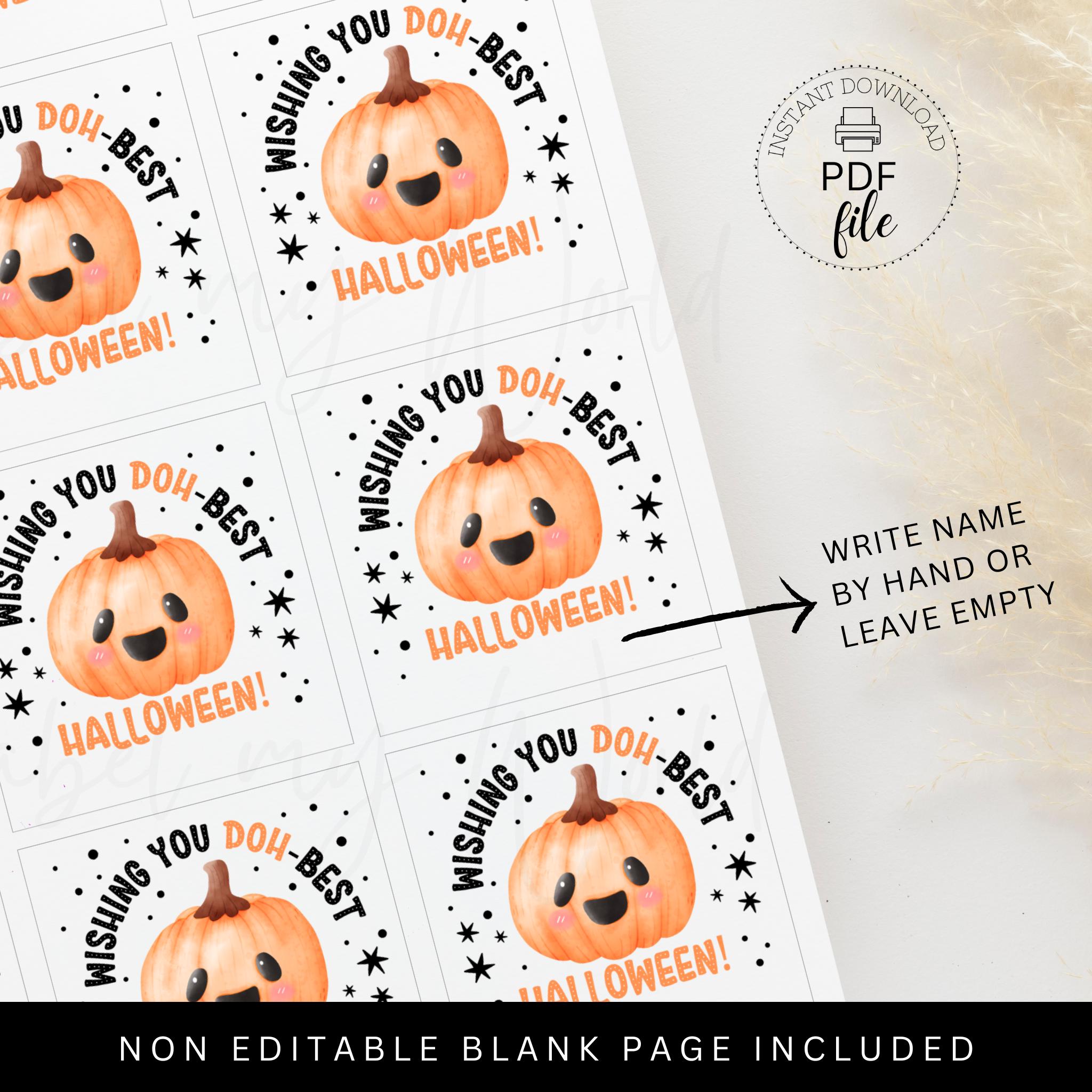 Printable Playdough Halloween Tag, Wishing You Doh-best Halloween ...