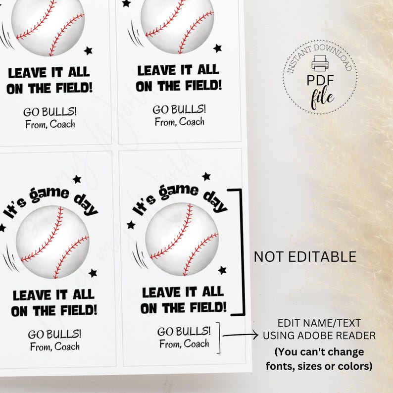 Printable Baseball It's Game Day Gift Tags | Personalized Baseball Team ...
