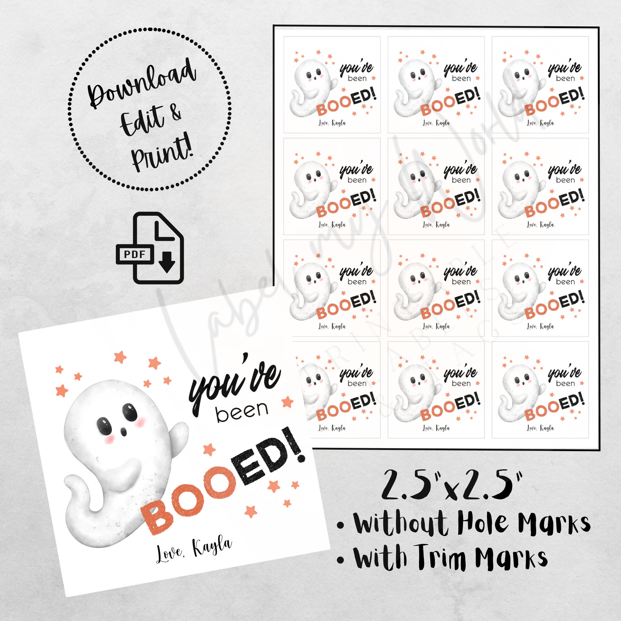 Editable You've Been Booed Printable Gift Tags - Etsy