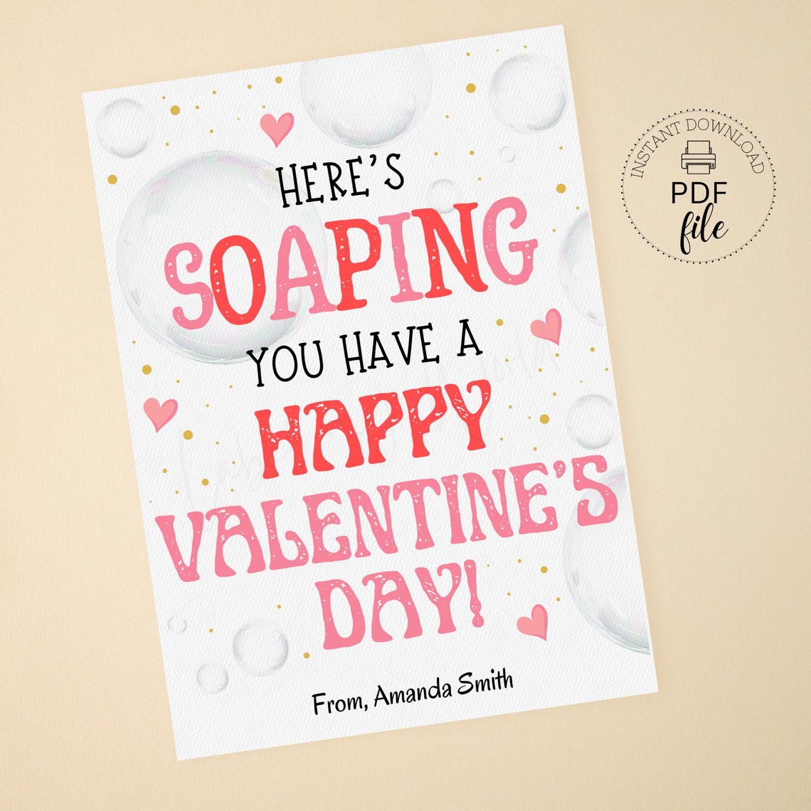 Printable Valentine Soap Gift Tag, Personalized Soaping You Have a ...