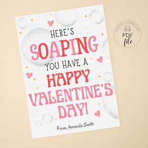 Printable Valentine Soap Gift Tag, Personalized Soaping You Have a ...