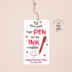 Printable Valentines Pen Gift Tag, Non-candy Personalized You Just Hap ...