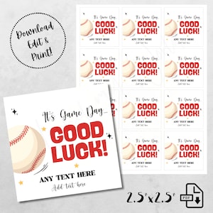 Baseball Good Luck Printable Tags | Personalized Cheer Team Gift Tag ...