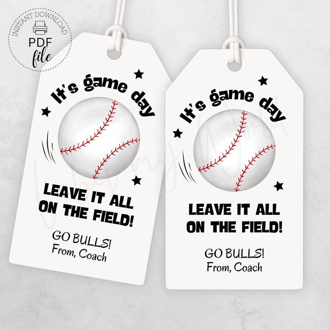 Printable Baseball It's Game Day Gift Tags | Personalized Baseball Team ...