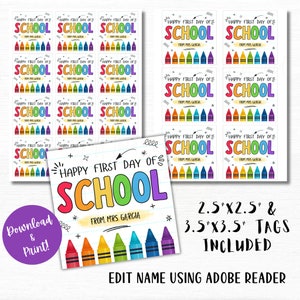 Happy First Day of School Tag | Printable Teachers/students/school ...