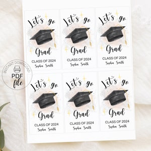 Printable Let's Go Grad Tags, Personalized Class of 20XX High School ...
