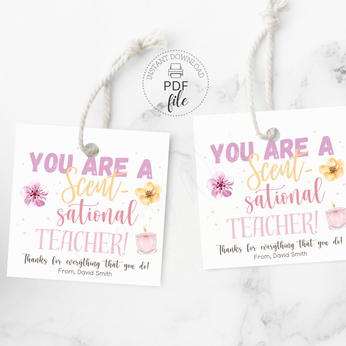 Scent-sational Teacher Gift Tag, Printable Lotion/candle/fragrance ...