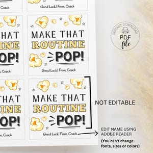 Printable Popcorn Good Luck Gift Tag, Make That Routine Pop ...