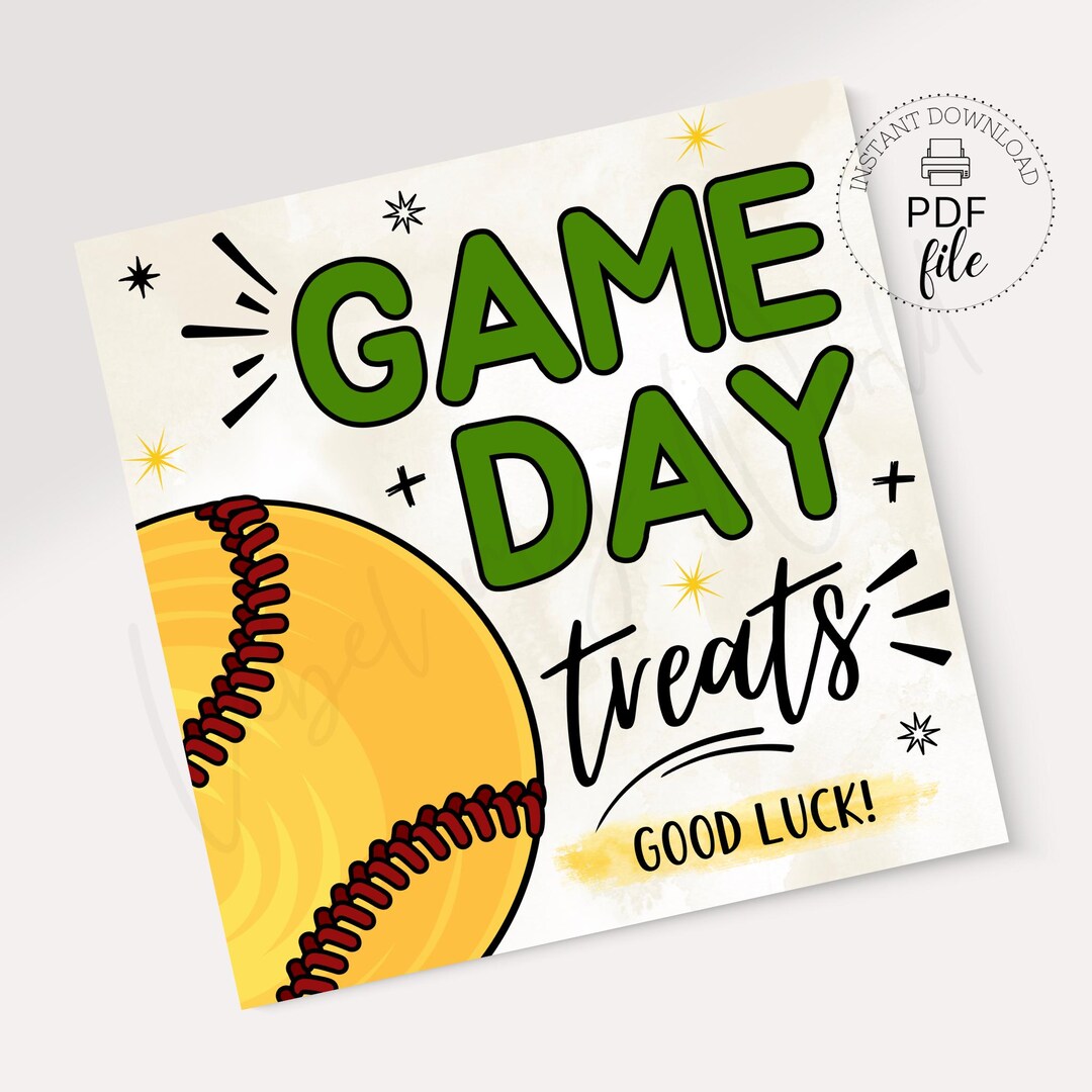Softball Team Green Game Day Good Luck Treat Tag (PDF + JPG Download ...
