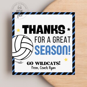 Volleyball End of Season Printable Tags | Personalized Congrats/thanks ...