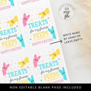 Printable Easter Candy Tag, Treats for My Favorite Peeps Personalized ...