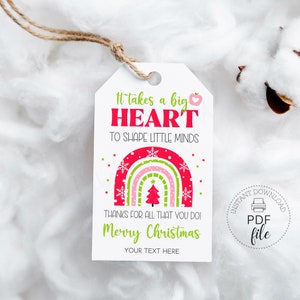 Printable Teacher Christmas Gift Tag | Personalized School Staff ...