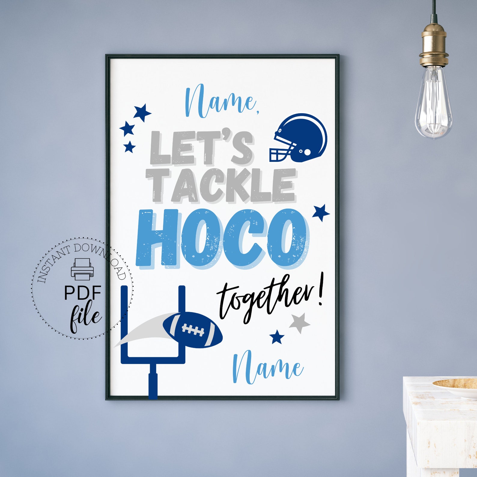 Editable HOCO Football Proposal Sign | Printable Let's Tackle HOCO ...