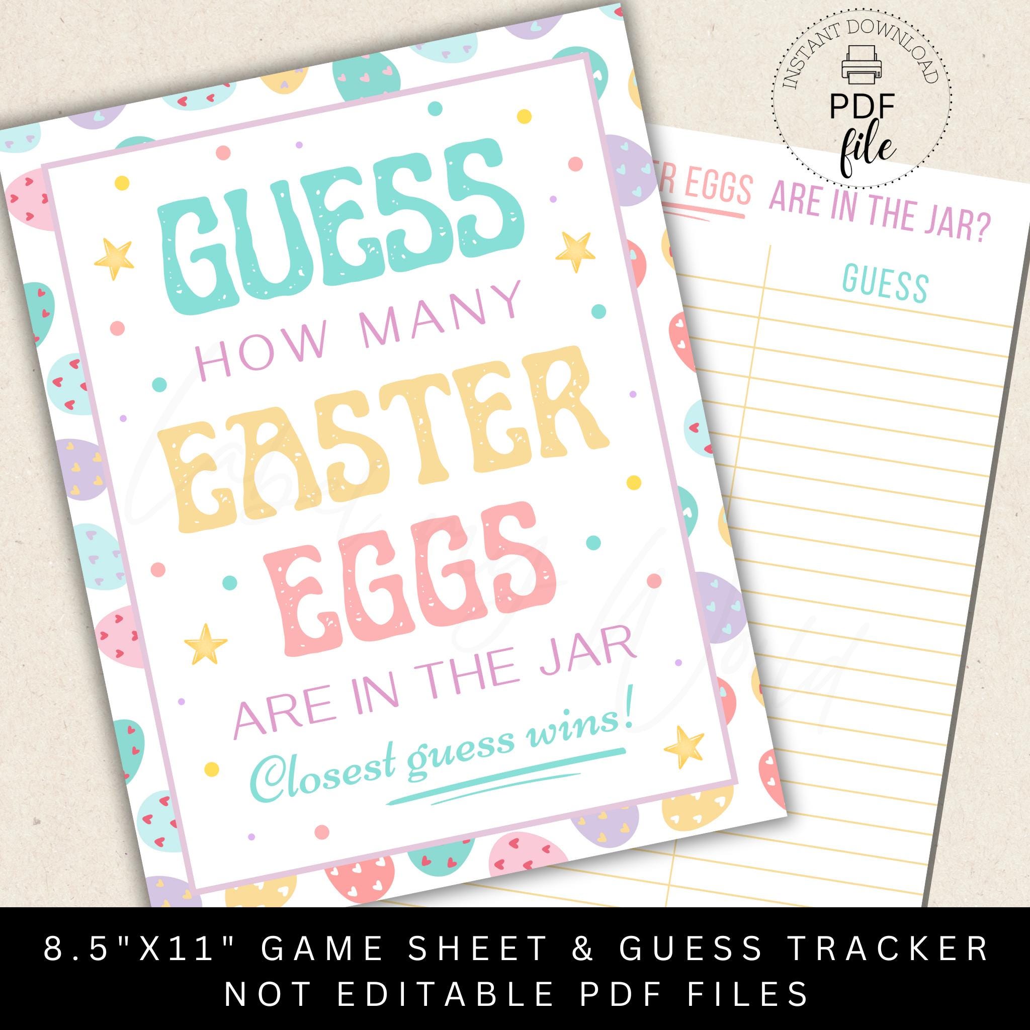 Printable Guess How Many Easter Eggs Are in the Jar Game Sheet + Guess ...