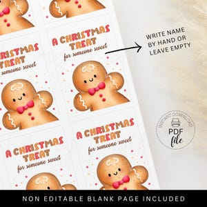 Printable Gingerbread Man Gift Tag, Personalized Christmas Treat for ...