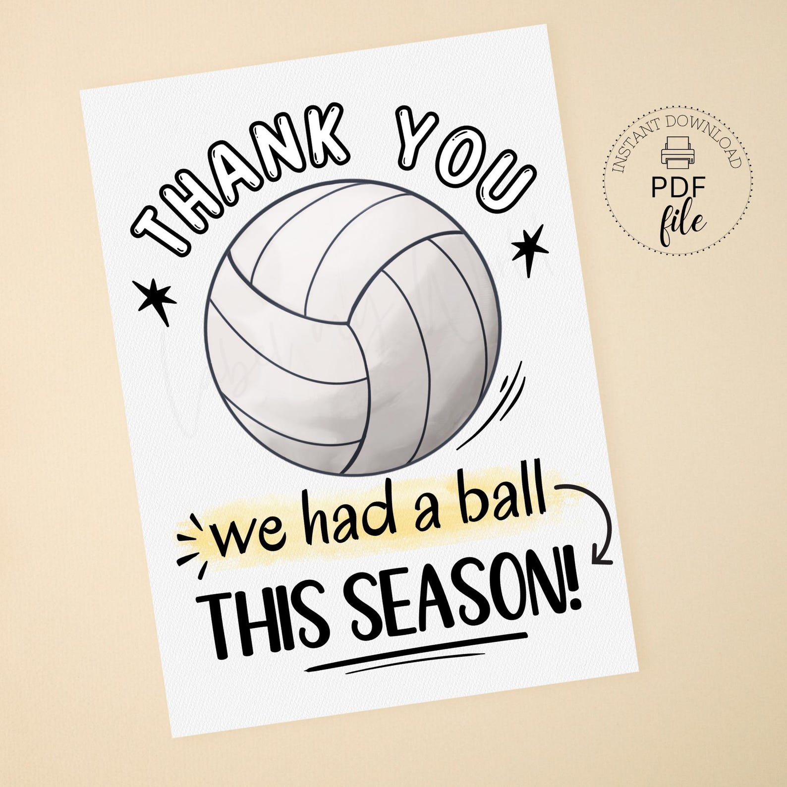 Printable Volleyball End of Season Tags, Thank You We Had a Ball This ...