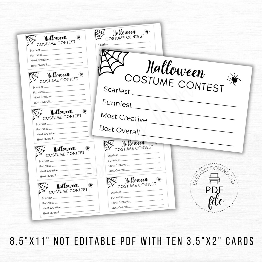 Printable Halloween Costume Contest Ballot, Halloween Party Costume ...