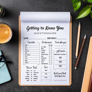 Printable Getting to Know You Questionnaire, Employee School Staff ...