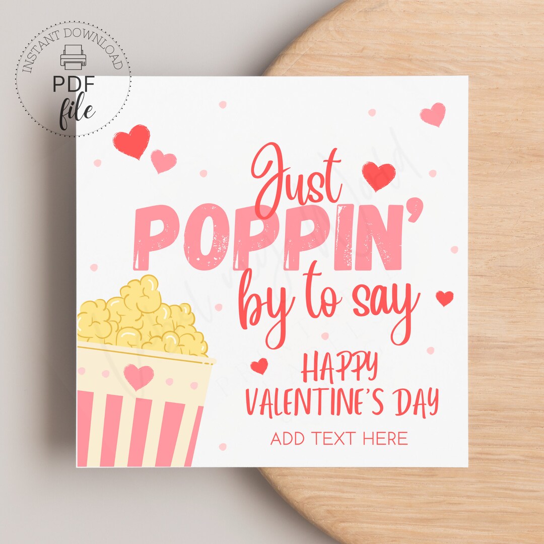 Happy Valentine's Day Popcorn Personalized Tag | Printable Employee ...