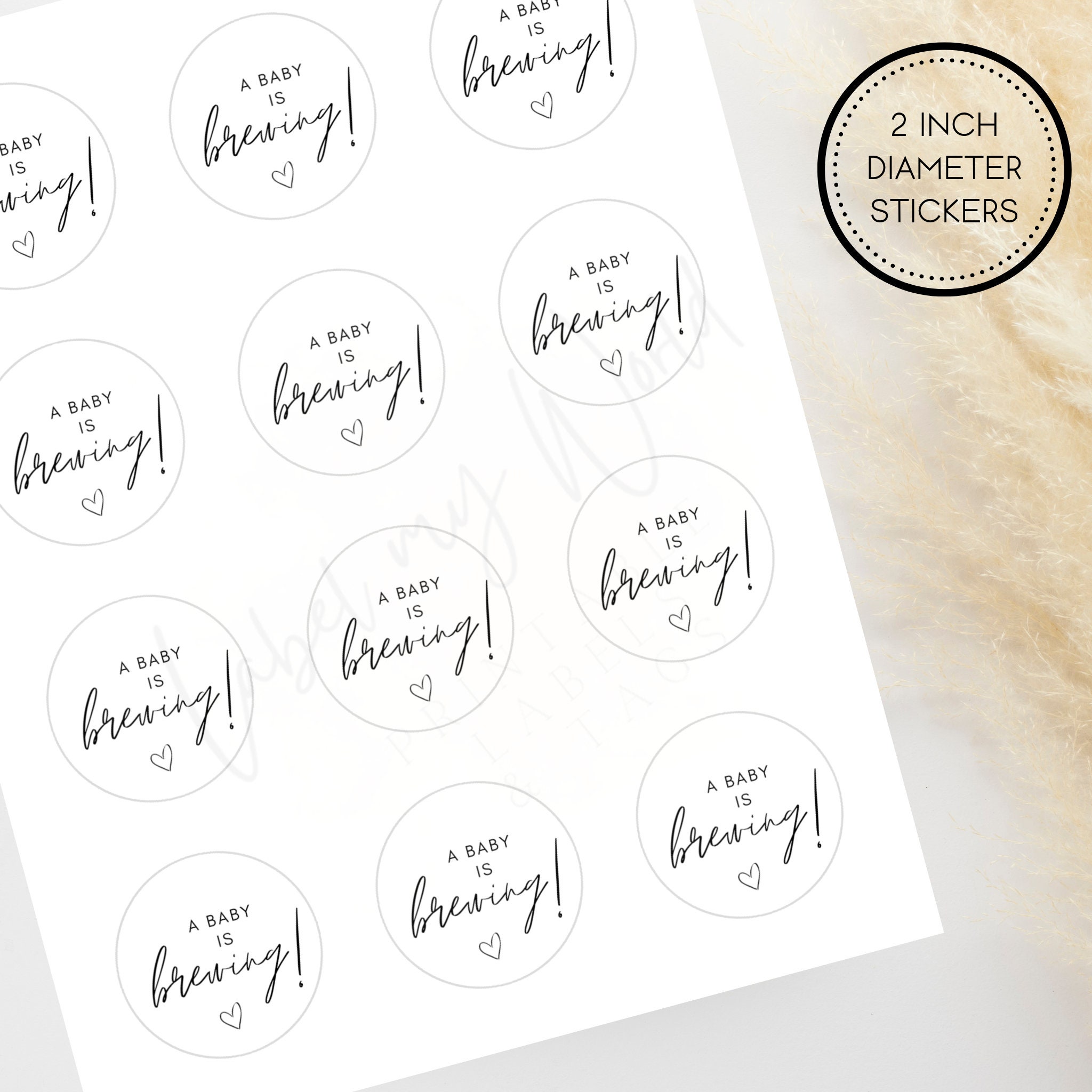 A Baby is Brewing! Labels | Printable Baby Shower Favor Round Gift Tags ...
