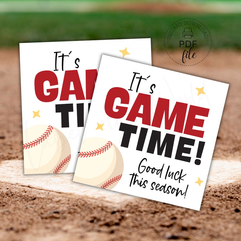 Baseball Good Luck This Season Tag, Printable It's Game Time Gift Tag ...