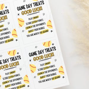 Printable Softball Candy Treat Bag Tag, Good Luck Softball Gift Tags ...