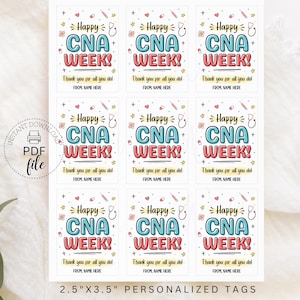 Happy CNA Week Printable Gift Tag, Certified Nursing Assistant ...