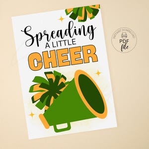Printable Green & Gold Spreading a Little Cheer Tags, Cheerleading ...