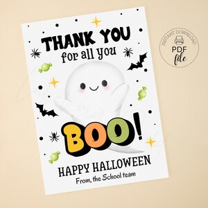 Printable Ghost Halloween Treat Tag, Thank You for All You BOO Happy ...