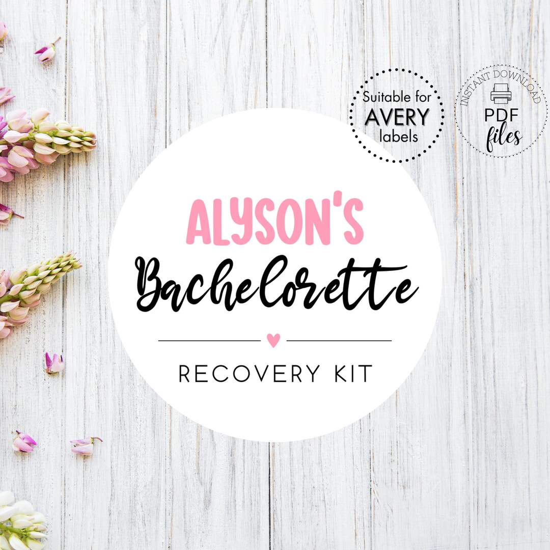 Bachelorette Recovery Kit Labels | Custom Name Stickers | Printable ...