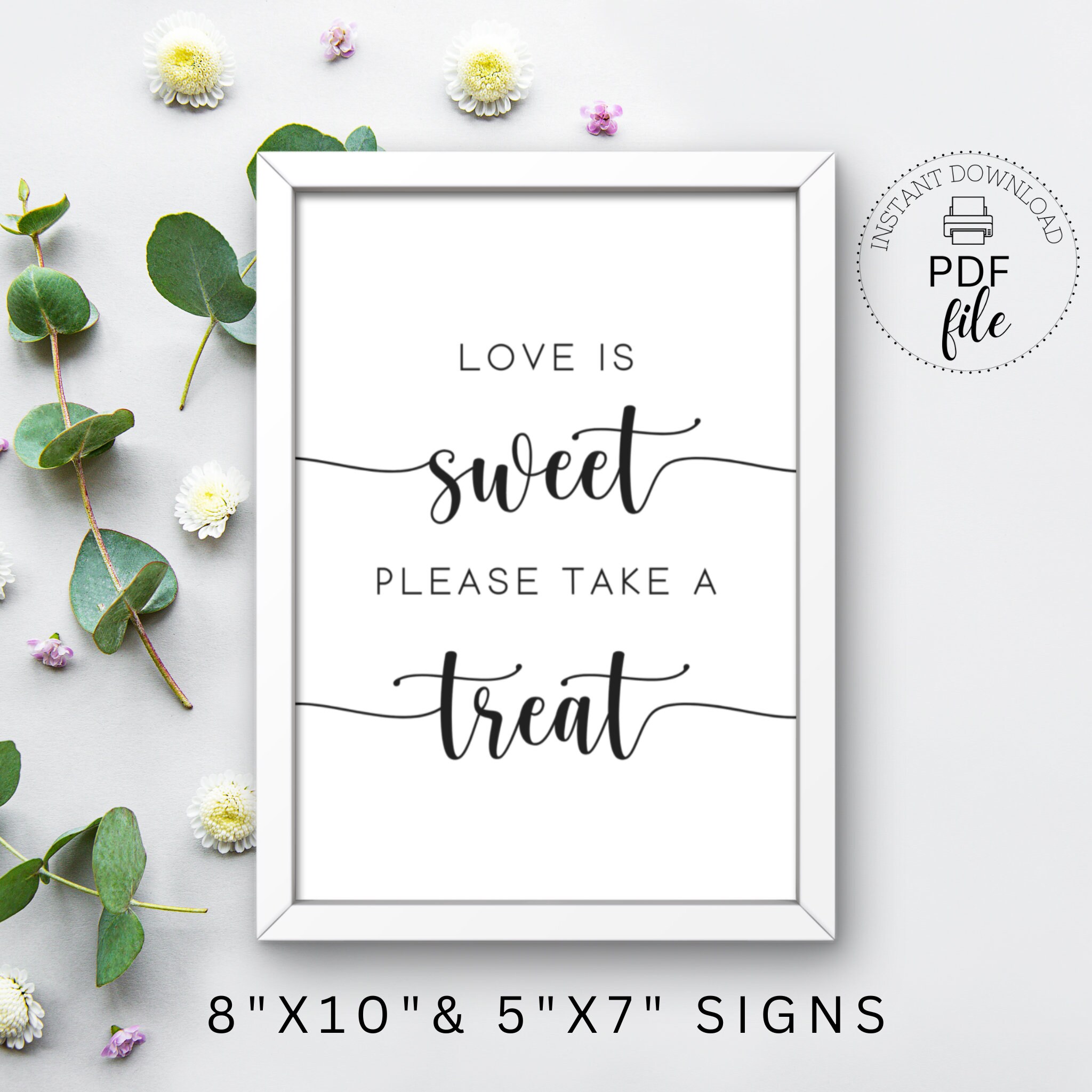 Printable Wedding Table Sign PDF Template Love is Sweet - Etsy
