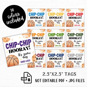 Basketball Chip Chip Hooray It's Game Day Good Luck Gift Tags ...