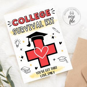 Printable Graduate & College Survival Kit Tag, High School/college Grad ...