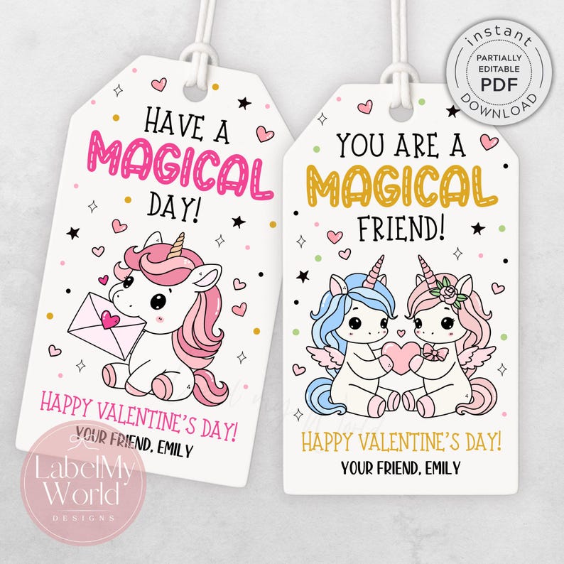 Printable Unicorn Valentine Cards, Classroom Magical Unicorn Valentine ...