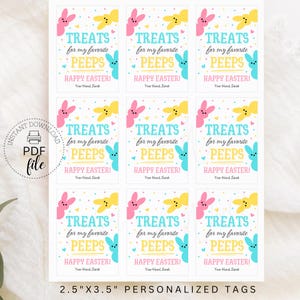 Printable Easter Candy Tag, Treats for My Favorite Peeps Personalized ...