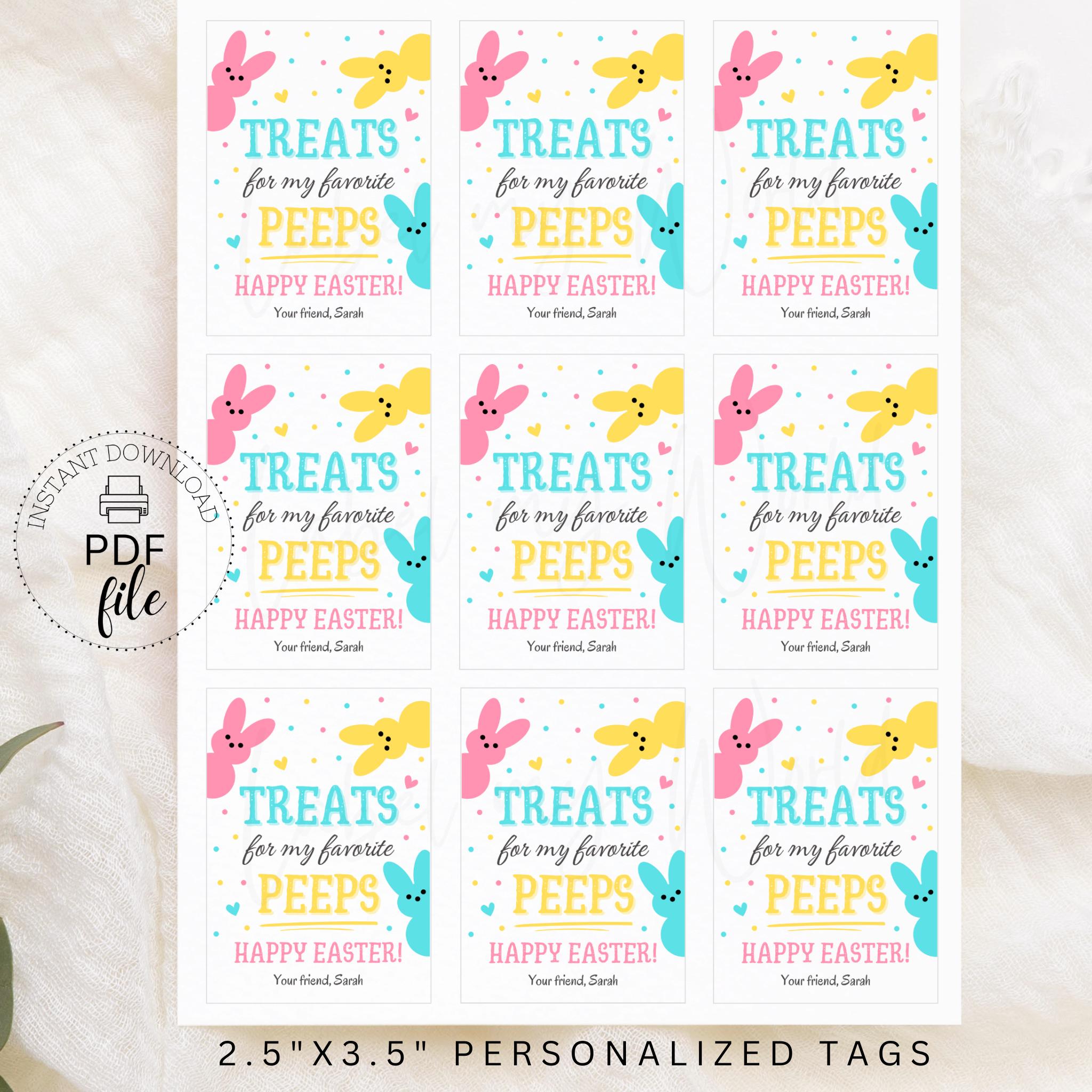 Printable Easter Candy Tag, Treats for My Favorite Peeps Personalized ...