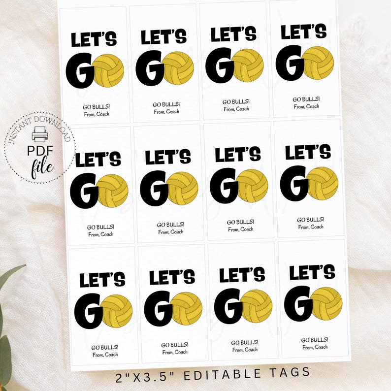 Water Polo Team Let's Go Tags | Printable Water Polo Good Luck Game Day ...
