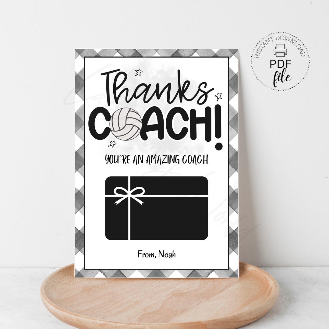 Printable Volleyball Thanks Coach Gift Card Holder, Coach Appreciation ...