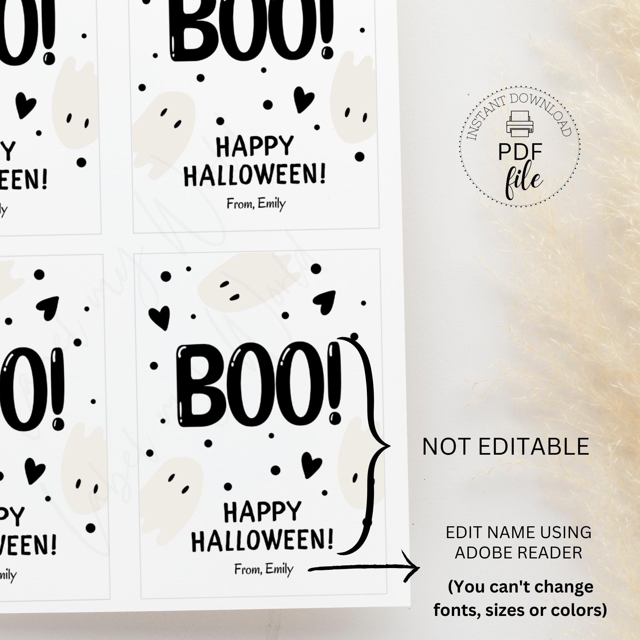 Printable Boo Happy Halloween Treat Tag, Ghost Trick or Treat ...